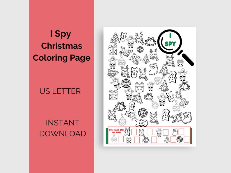 I Spy Christmas Coloring Page – Fun Holiday Activity for Kids ...
