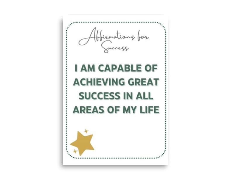 Printable Success Affirmation Cards – Set of 12 Motivational 4x5 Cards ...