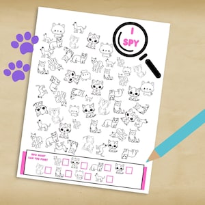 I Spy Cat-themed Coloring Page – Fun Feline Activity for Kids ...