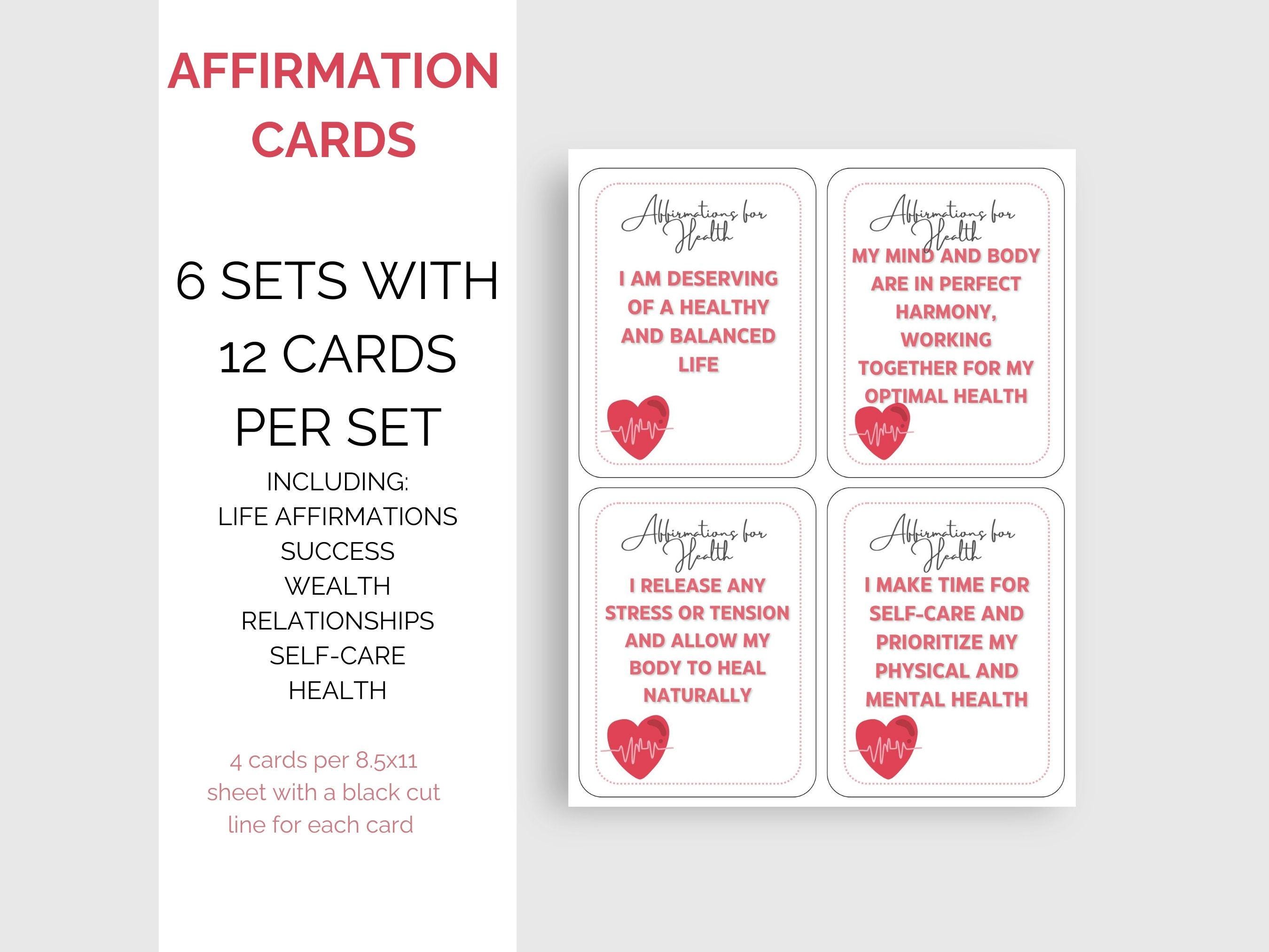 Printable Affirmation Cards Bundle - 6 Themed Sets With 12 Positive ...