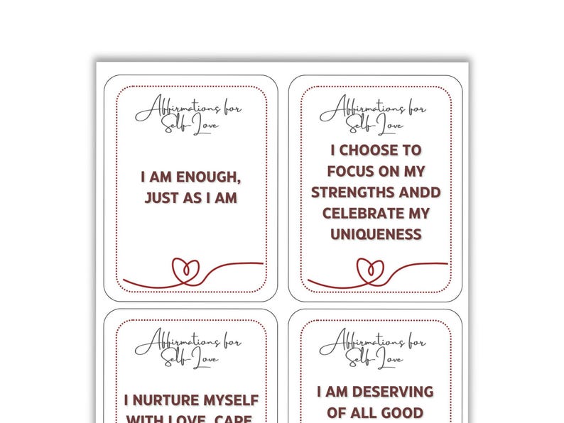 Printable Self-care Affirmation Cards – Set of 12 Positive 4x5 Cards ...