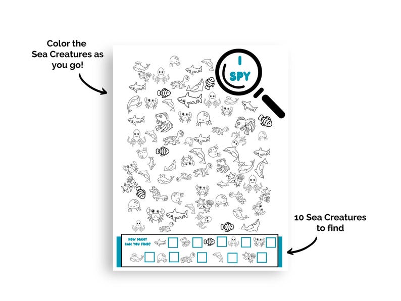 I Spy Under the Sea Coloring Page – Printable Ocean Activity for Kids ...