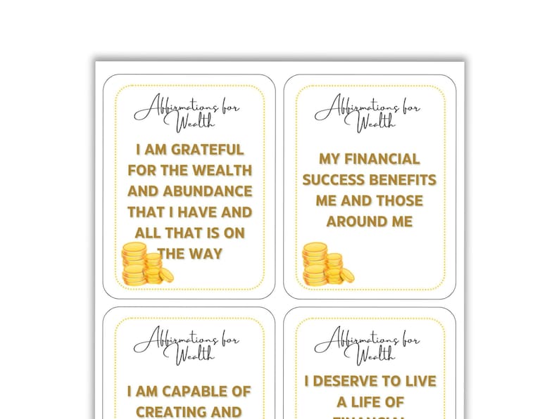 Printable Wealth Affirmation Cards – Set of 12 Prosperity & Abundance ...