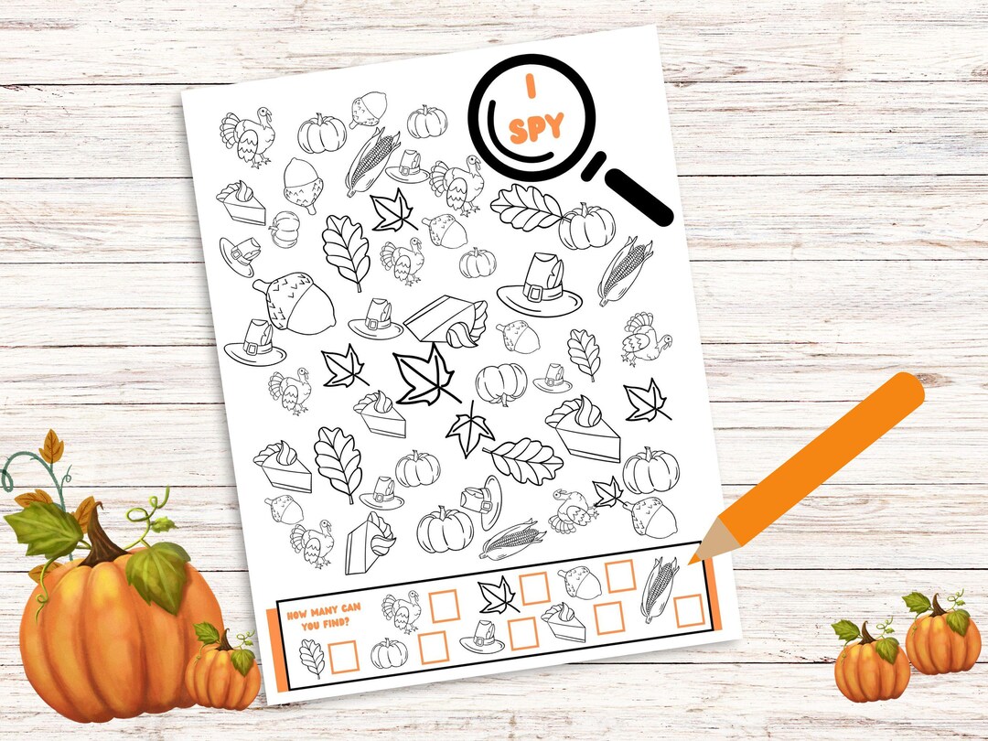 I Spy Thanksgiving Coloring Page – Fun Fall Activity for Kids ...