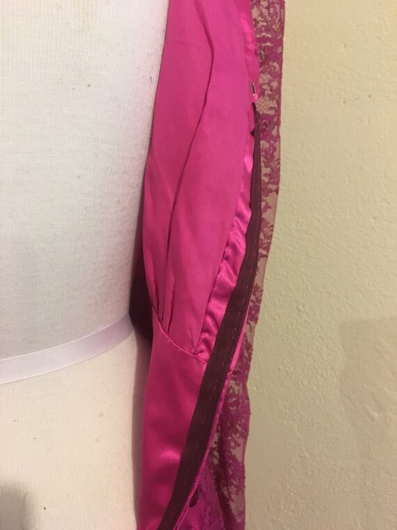 VTG 1950's 1960s 1970's Fuchsia Pink Lace Overlay Coc… - Gem