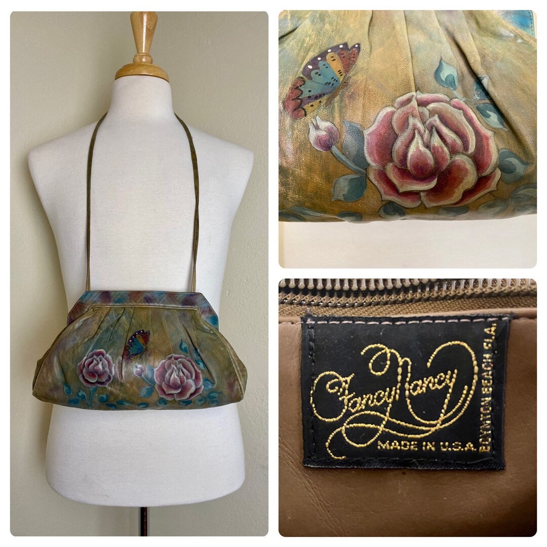 Vintage 80’s 90’s FANCY NANCY Purse Handbag Handpainted Floral Rose ...