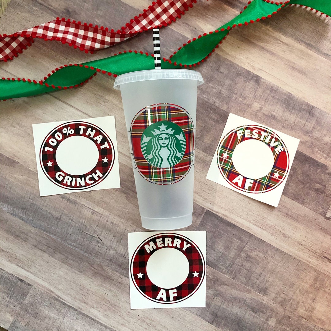 Reusable Starbucks Cold Cup Decal christmas Tartan Plaid or Buffalo ...