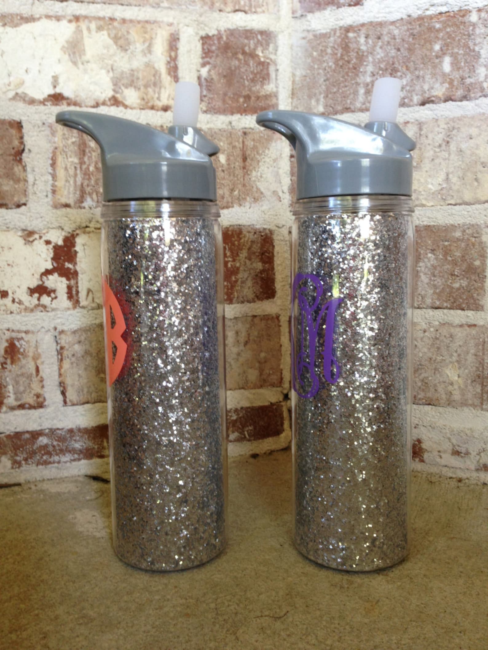 Personalized 18oz Loop Water Bottle silver Glitter - Etsy
