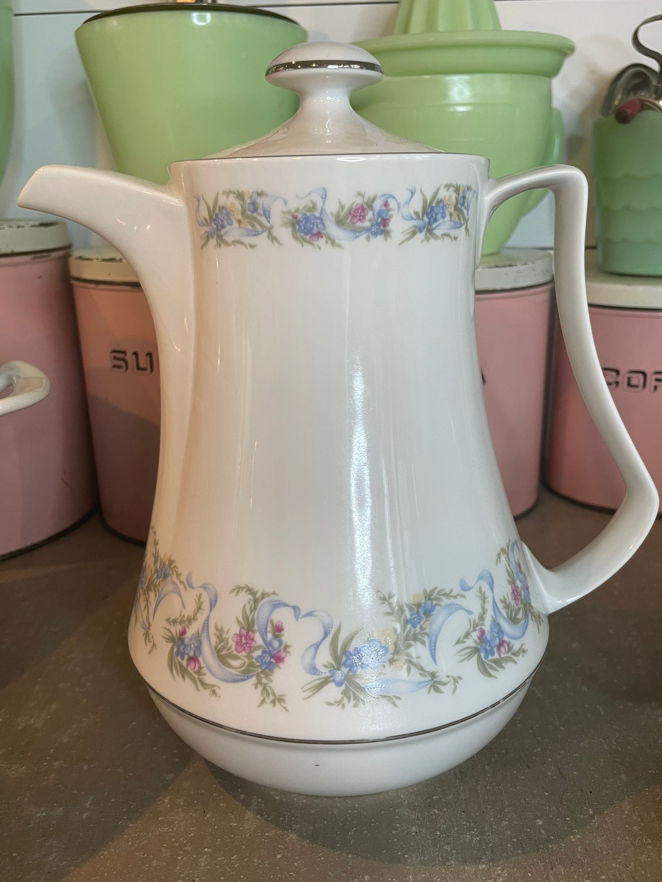 Vintage German Democratic Republic JLMENAU Coffee Pot Dinnerware Blue ...