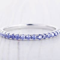 2mm Alexandrite Amethyst Wedding Ring Band Sterling Silver White Gold Blue Topaz Half Eternity ...