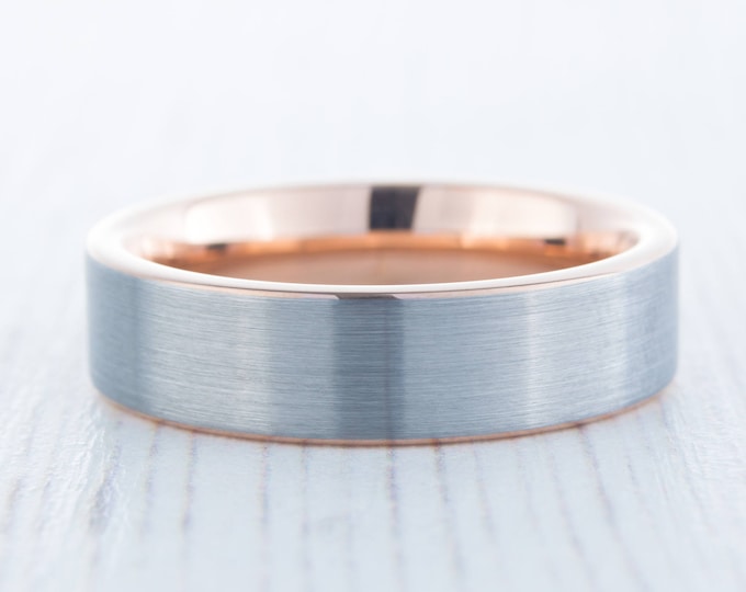 Rare Titanium Brushed Rose Gold Titanium Wedding Ring Plated Band 5mm ...