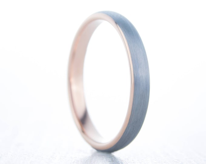 Rare Titanium Brushed Rose Gold Titanium Wedding Ring Plated Band 5mm ...