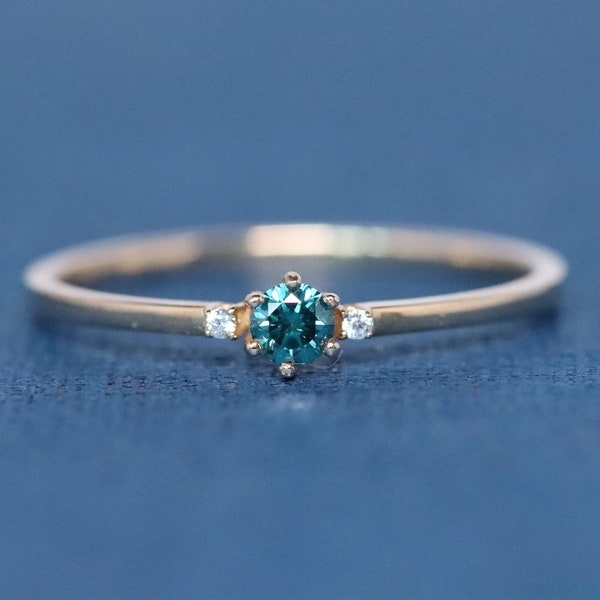 Teal Diamond Ring - Etsy