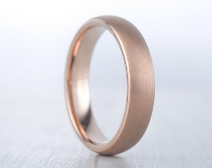 Rare Titanium Brushed Rose Gold Titanium Wedding Ring Plated Band 5mm ...
