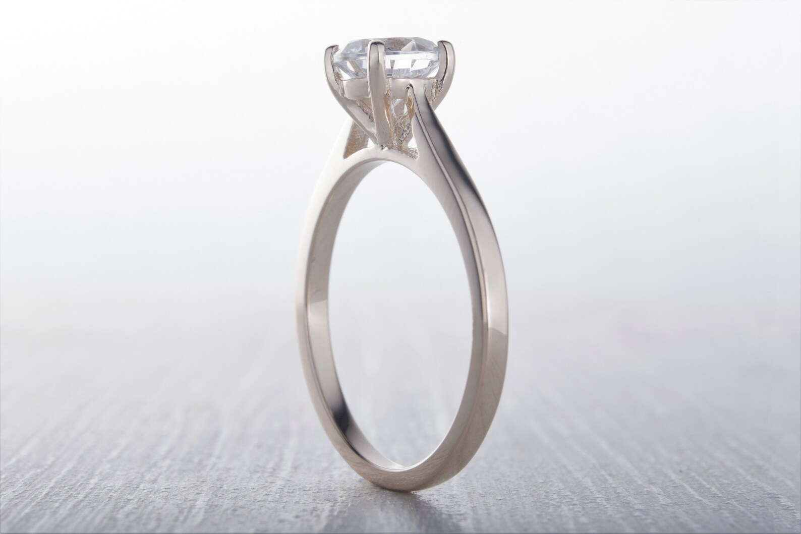 1ct Moissanite Solid gold Cathedral setting solitaire ring | Etsy