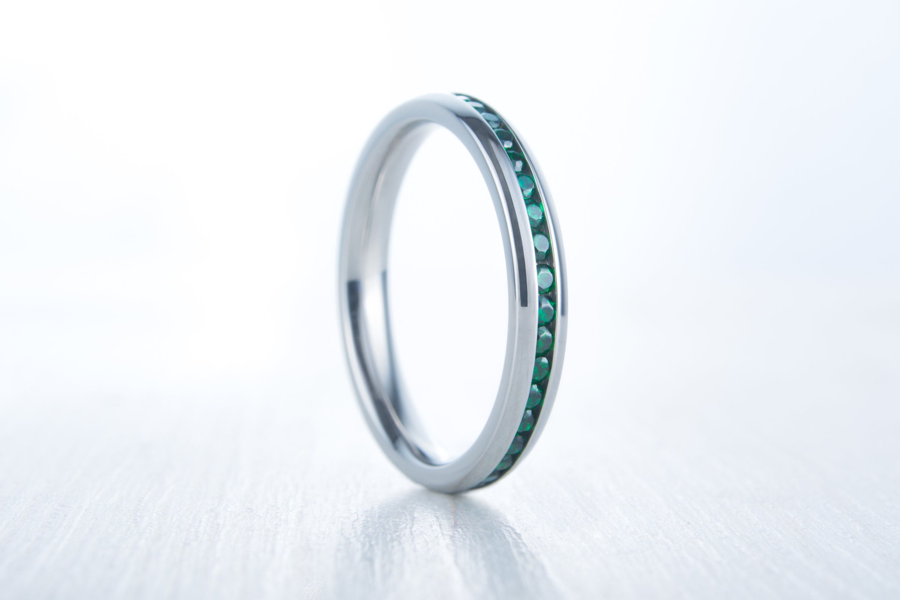 Lab Emerald 3mm Wide Full Eternity Ring / Stacking Ring in - Etsy