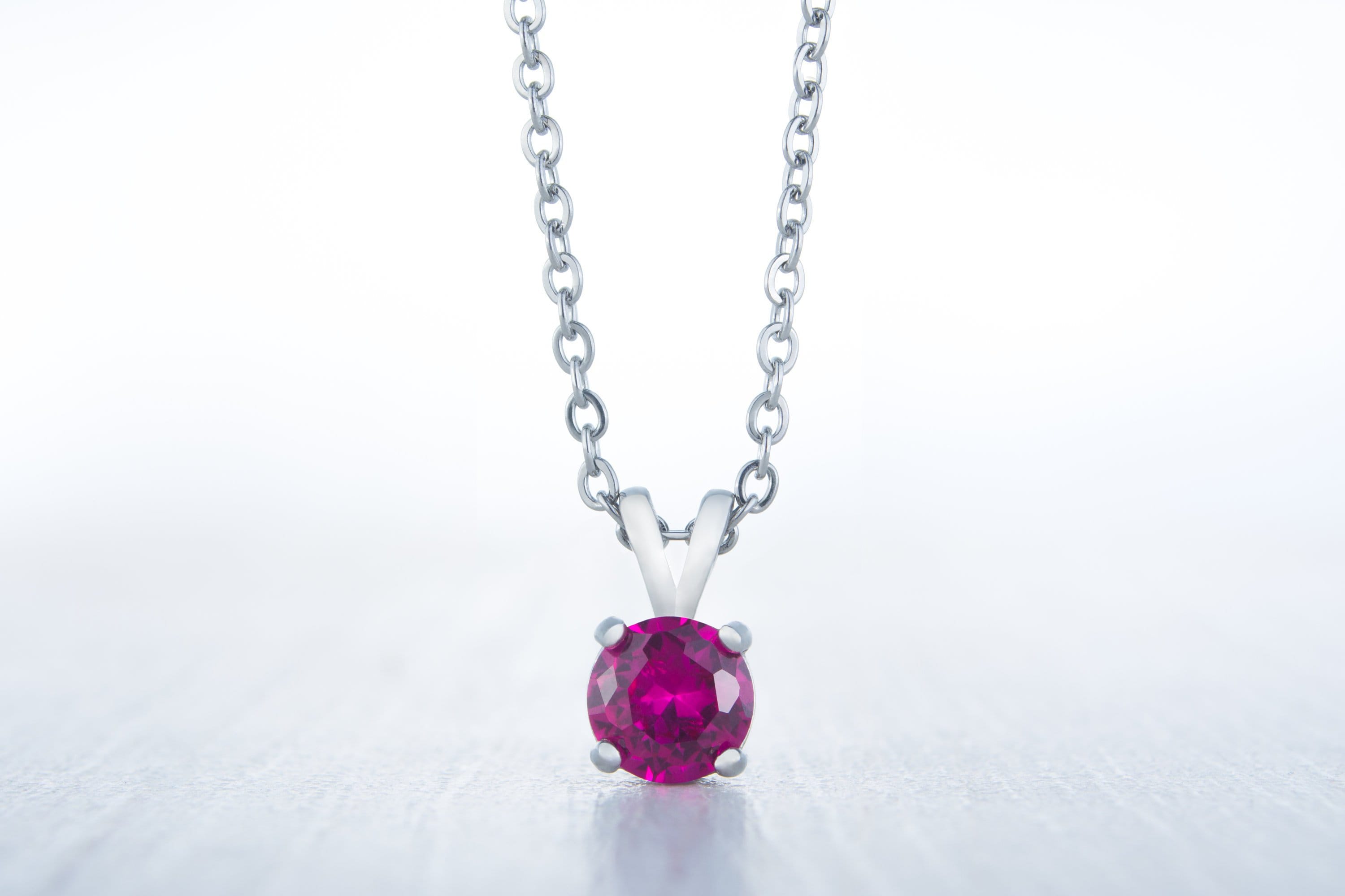 Lab Ruby Pendant Necklace 4mm 5mm 6mm and 7mm Sizes - Etsy Norway