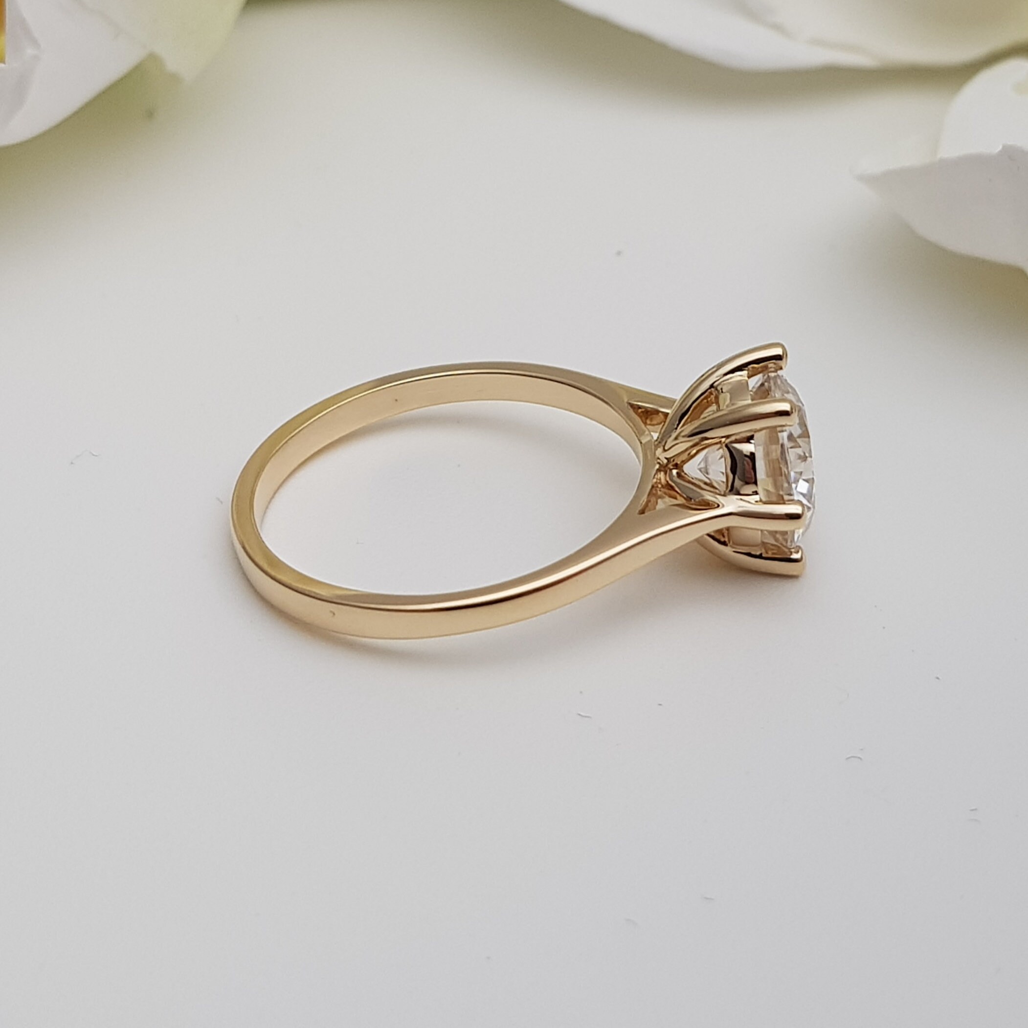 2ct Solid Gold Cathedral Setting Moissanite Solitaire Ring - Etsy UK