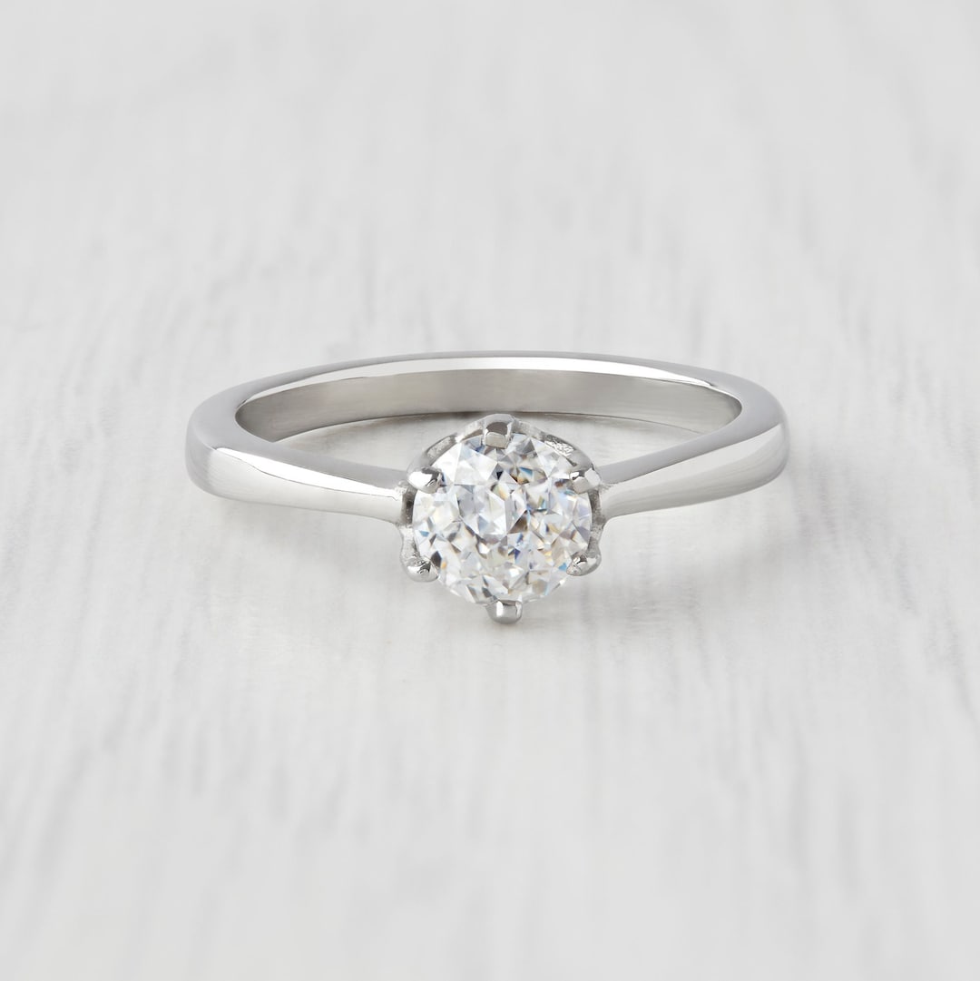 Jubilee Cut 1ct Moissanite Solitaire Ring Available in White Gold or ...