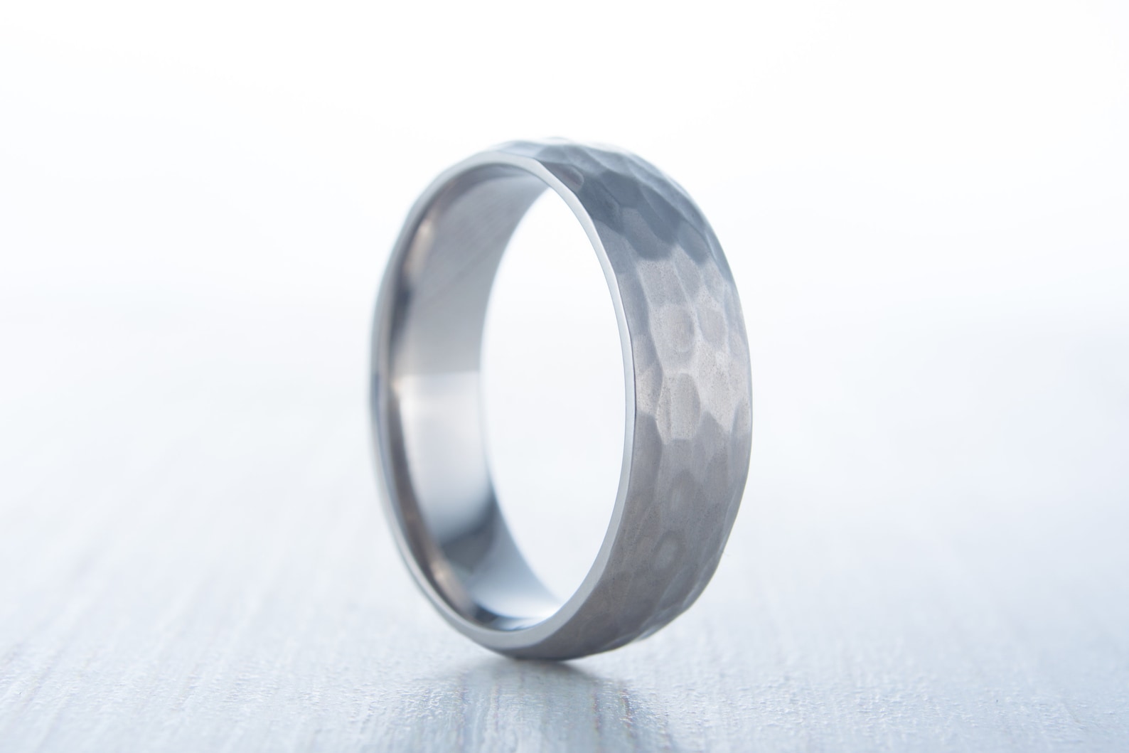 6mm Hammered Finish Titanium Wedding Ring Band for Men and | Etsy