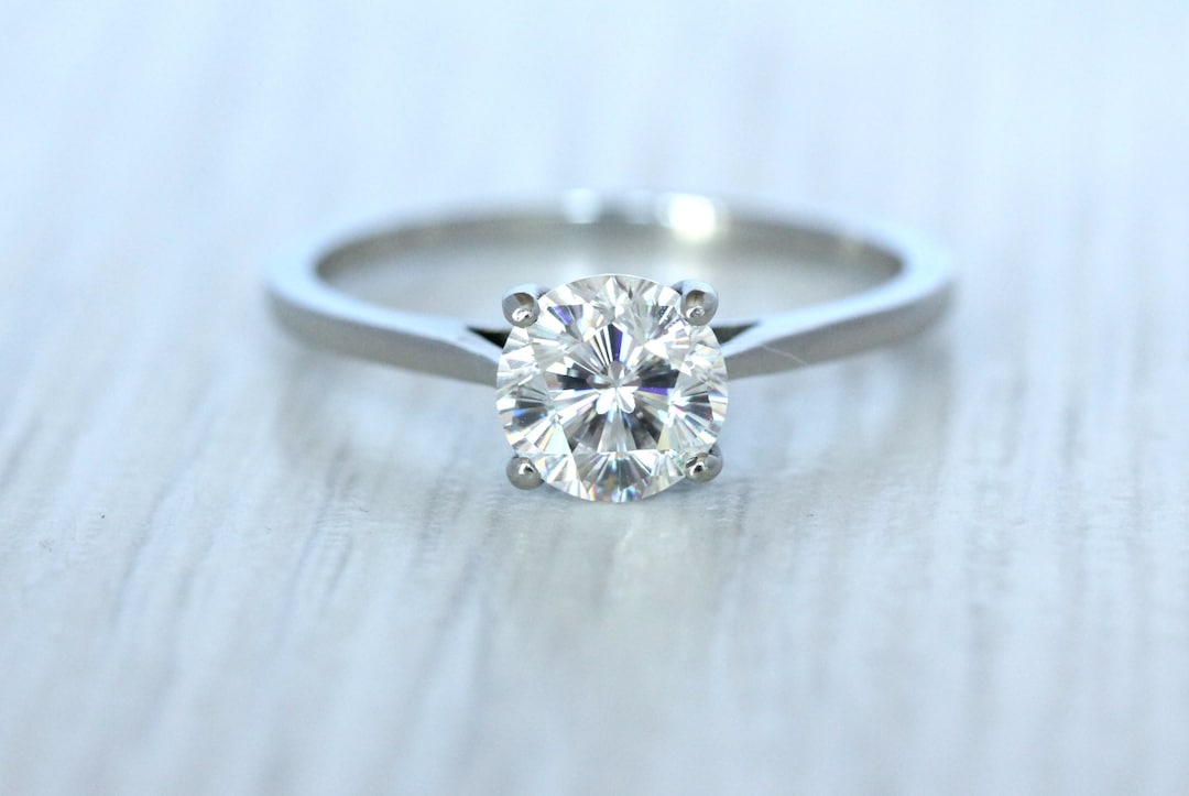 Sakura Cut Genuine White Moissanite Engagement Ring, 0.5ct, 1ct, 1.5ct ...