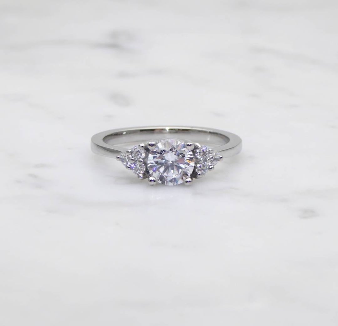 Man Made Diamond Simulant Ring Available in White Gold or Titanium ...