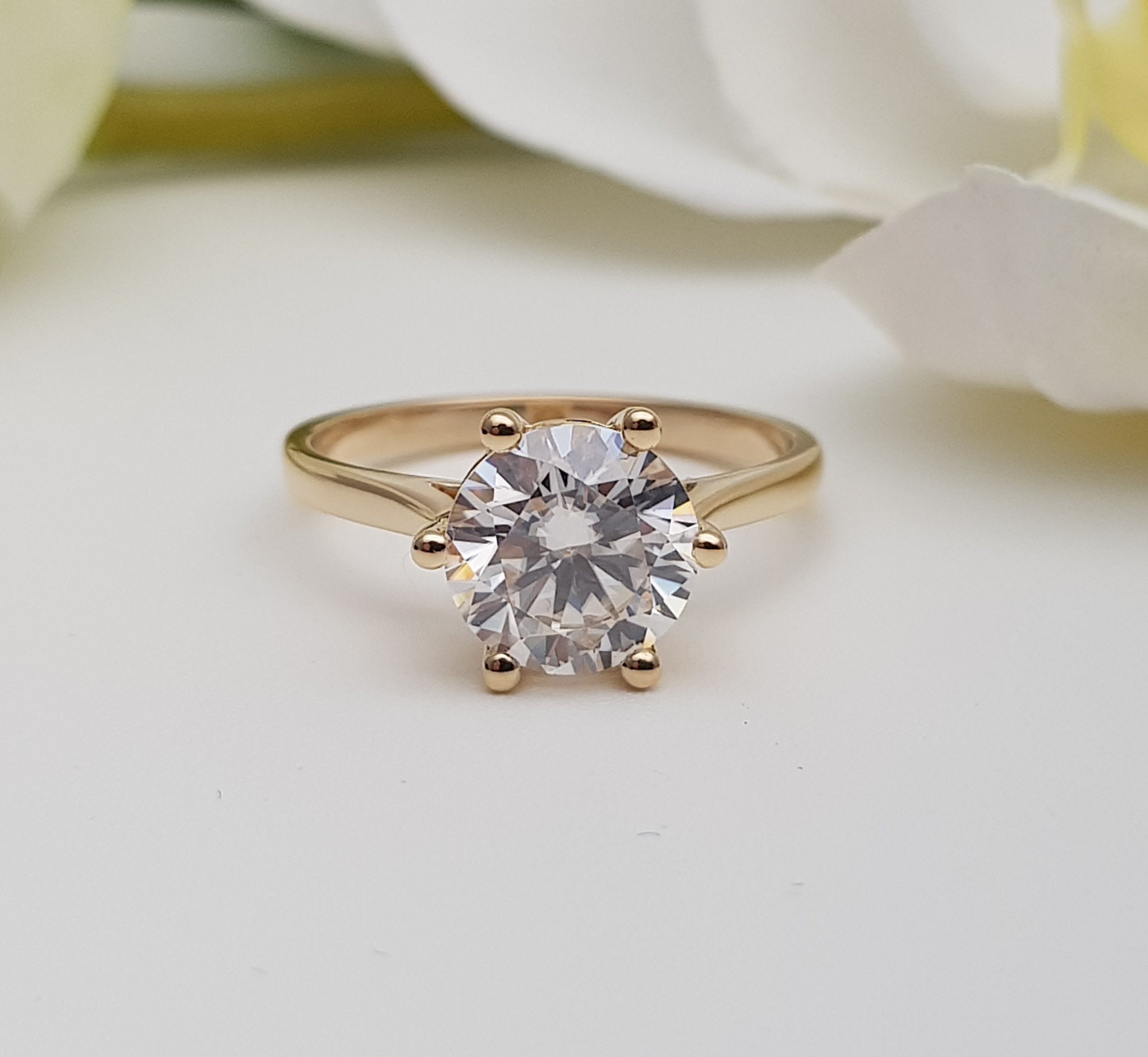 2ct Solid Gold Cathedral Setting Moissanite Solitaire Ring - Etsy UK