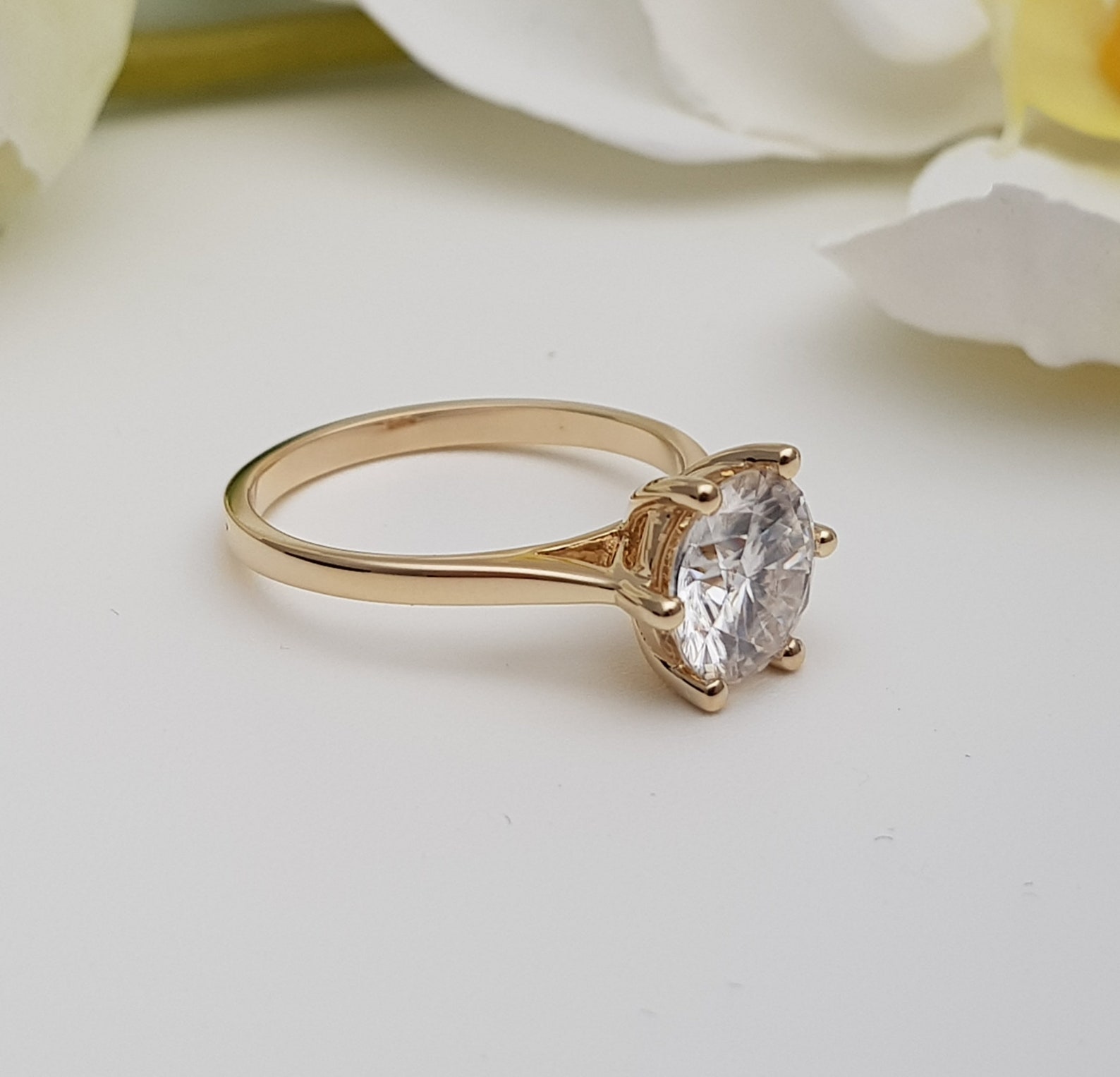 2ct Solid Gold Cathedral Setting Moissanite Solitaire Ring - Etsy UK