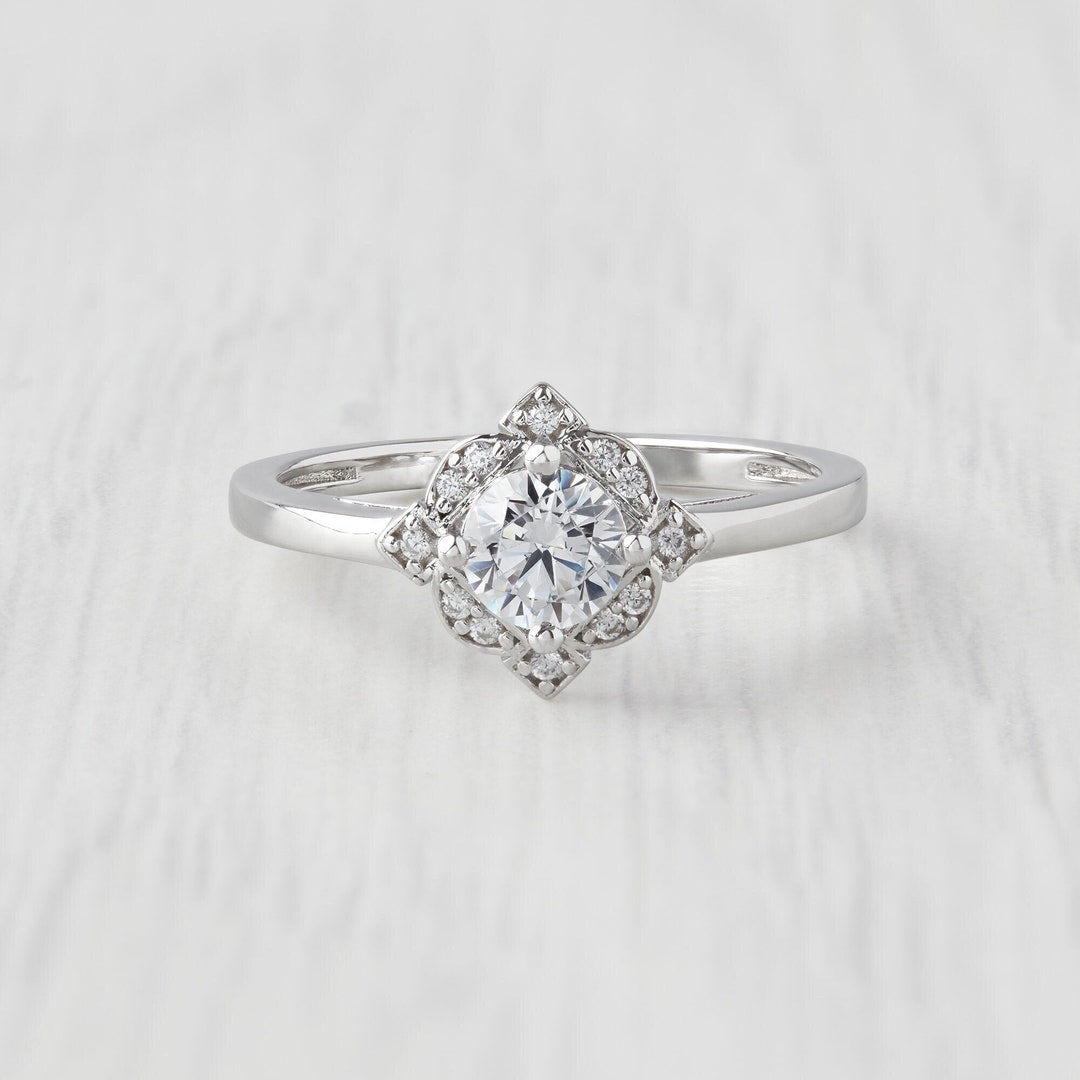 Man Made Diamond Solitaire Ring Available in Sterling Silver or White ...