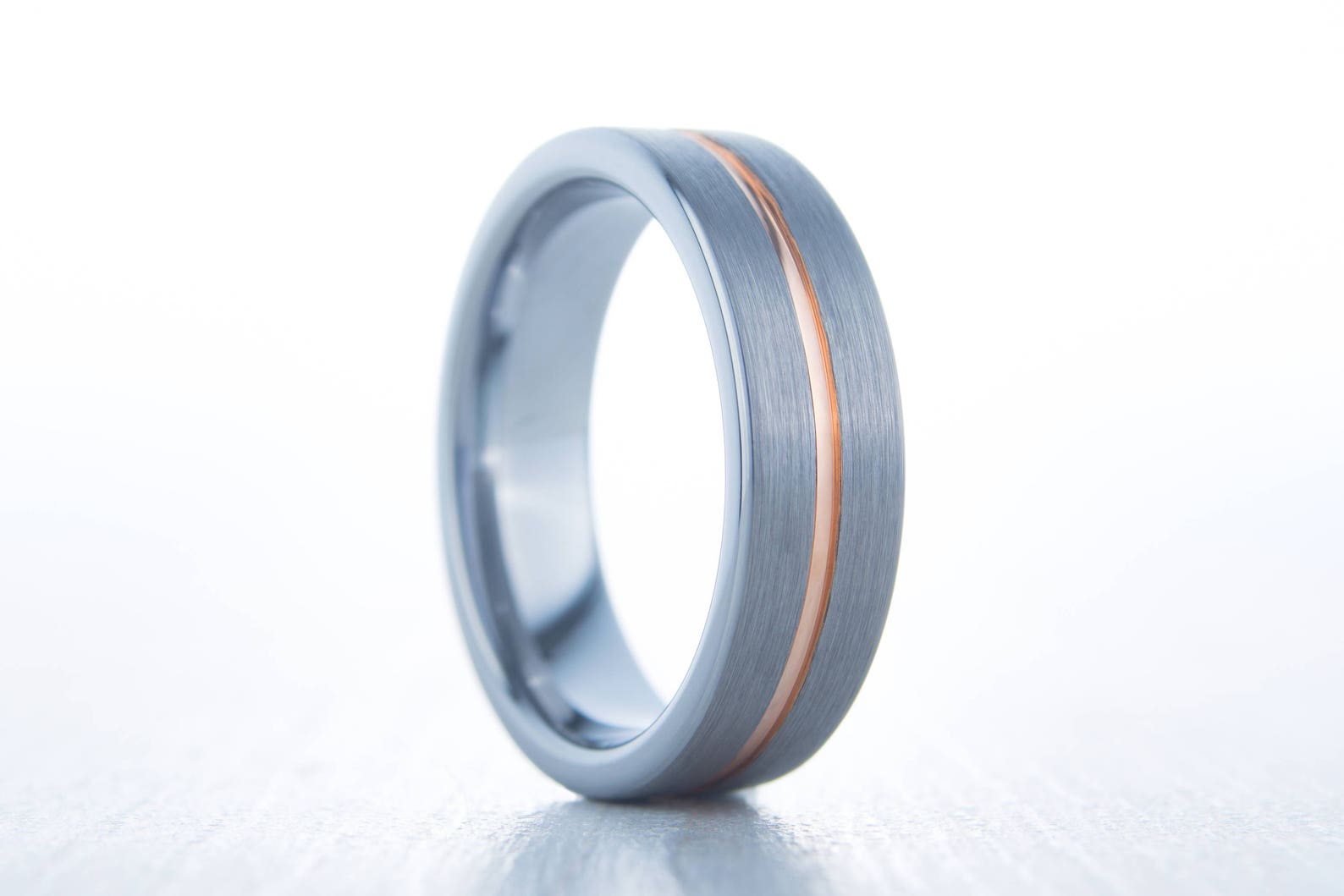 4mm and 6mm Wide 14K Rose Gold and Brushed Titanium Couples Wedding ...