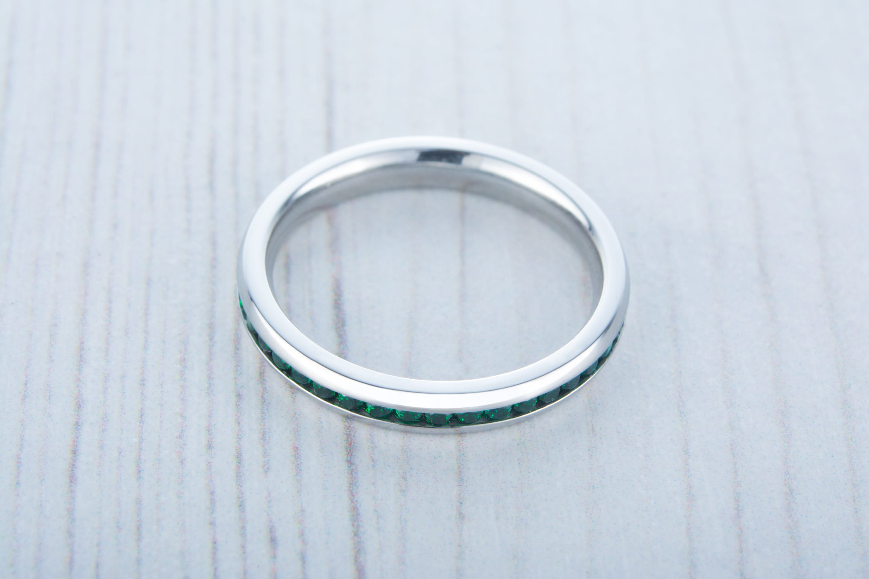 Lab Emerald 3mm Wide Full Eternity Ring / Stacking Ring in - Etsy