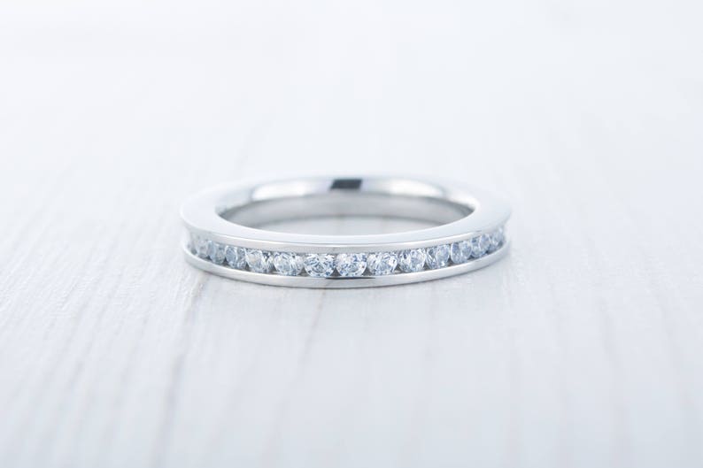 3mm Wide Man Made Diamond Simulant Full Eternity Ring / | Etsy