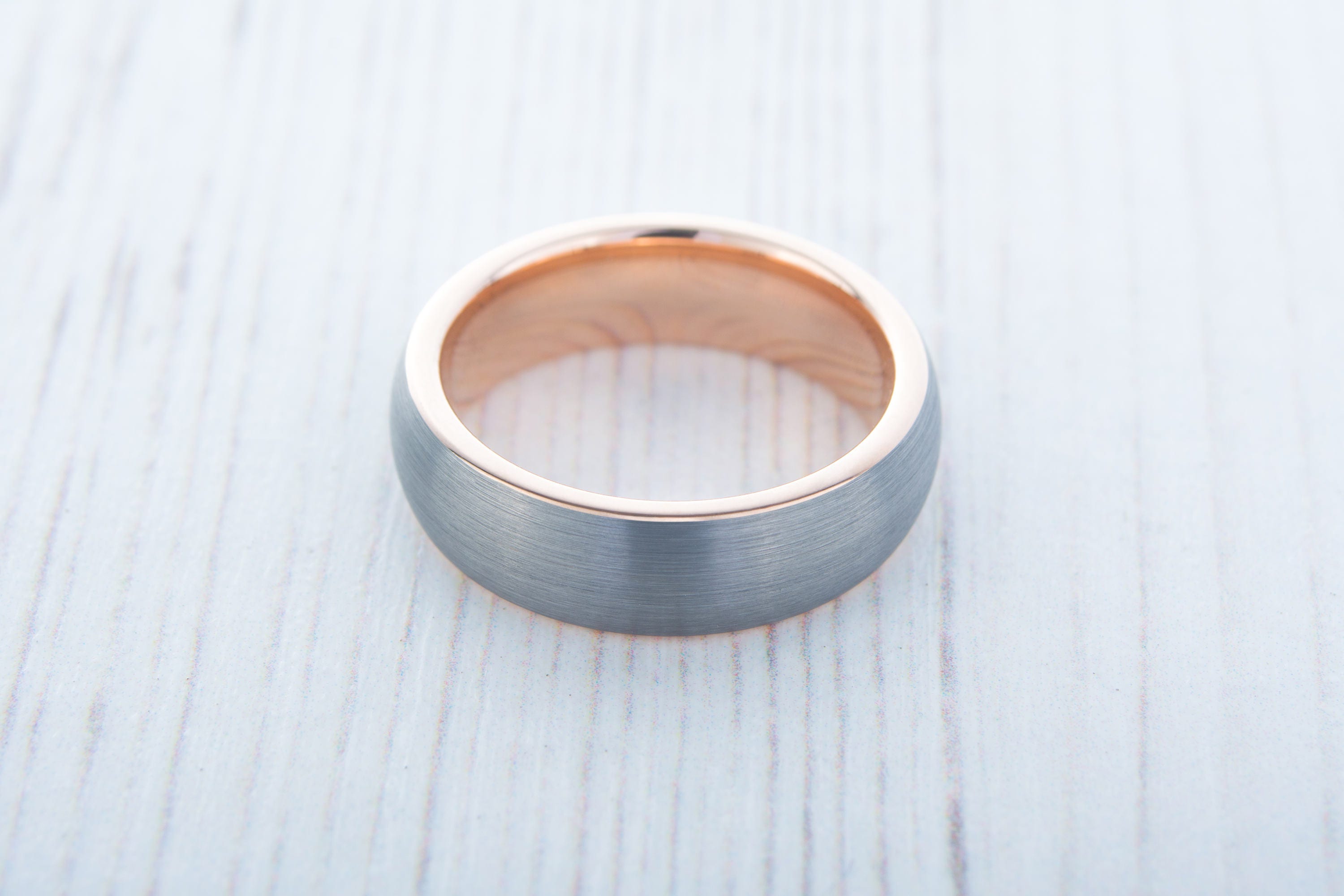 5mm 14K Rose Gold and Brushed Titanium Wedding Ring Band for | Etsy