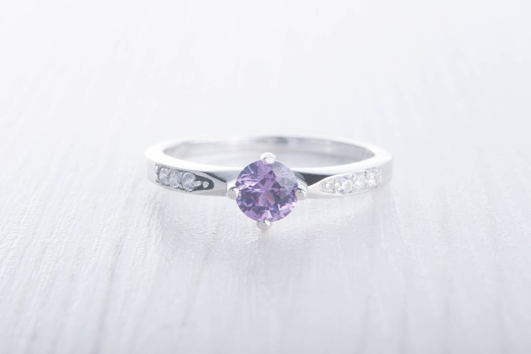 Alexandrite Solitaire Engagement Ring - Available in Sterling Silver or ...