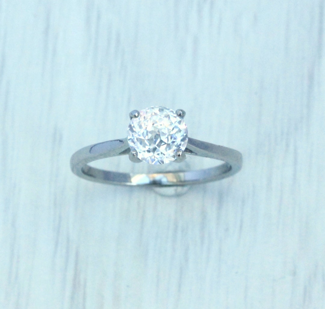 Jubilee Cut Genuine White Moissanite Engagement Ring, 0.5ct, 1ct, 1.5ct ...