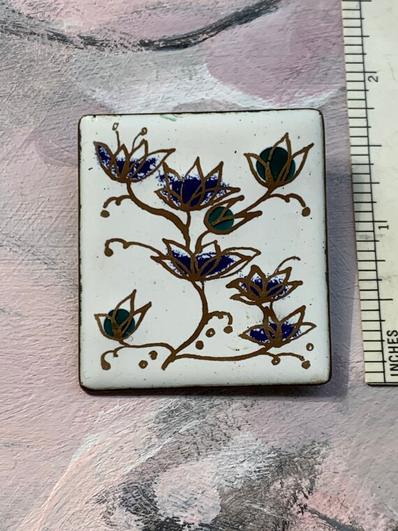 MCM Gerte Hacker Enamel on Copper Signed Brooch - Gem