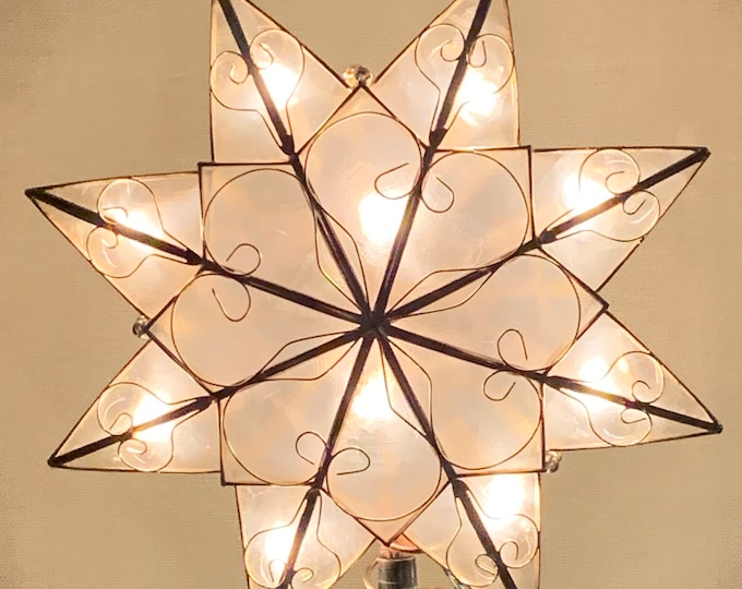 80’s 90’s Capiz Shell Kurt Adler Tree Topper - Gold Tone - Hollywood ...