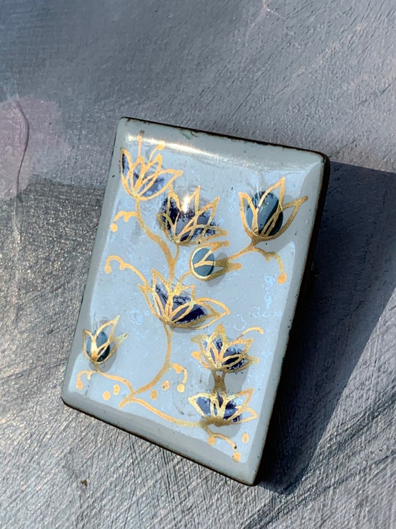 MCM Gerte Hacker Enamel on Copper Signed Brooch - Gem