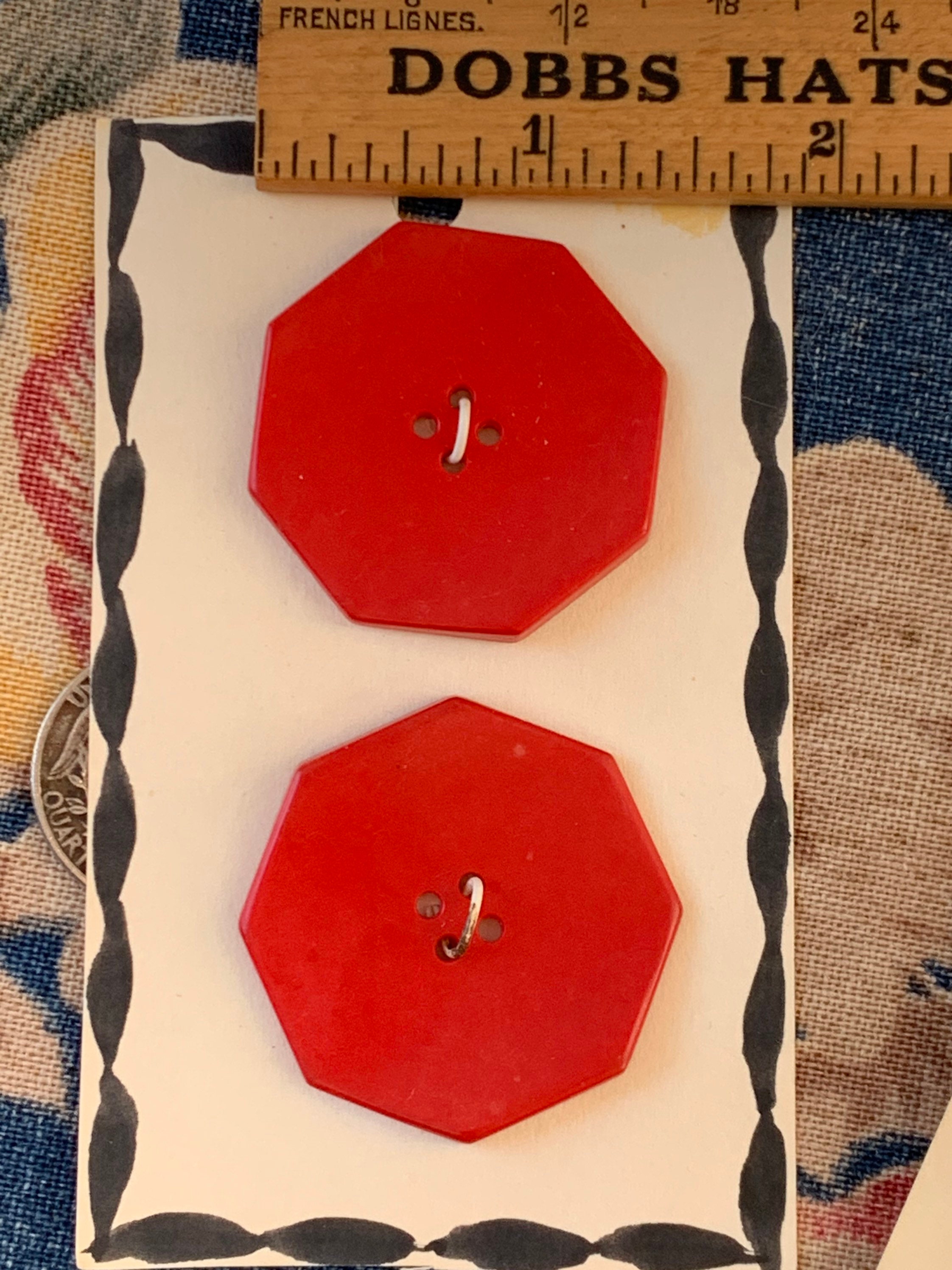Pr. Octagonal Red Buttons Celluloid 40’s Size 1 1/2” - Etsy UK