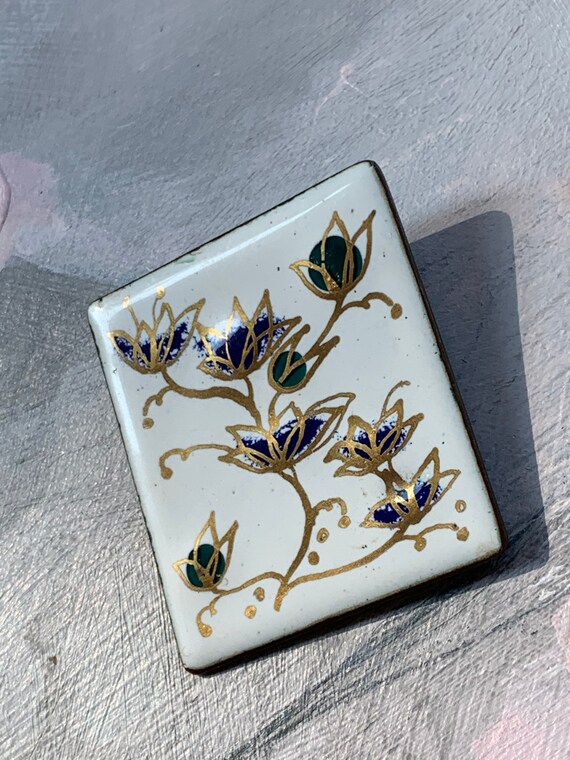 MCM Gerte Hacker Enamel on Copper Signed Brooch - Gem