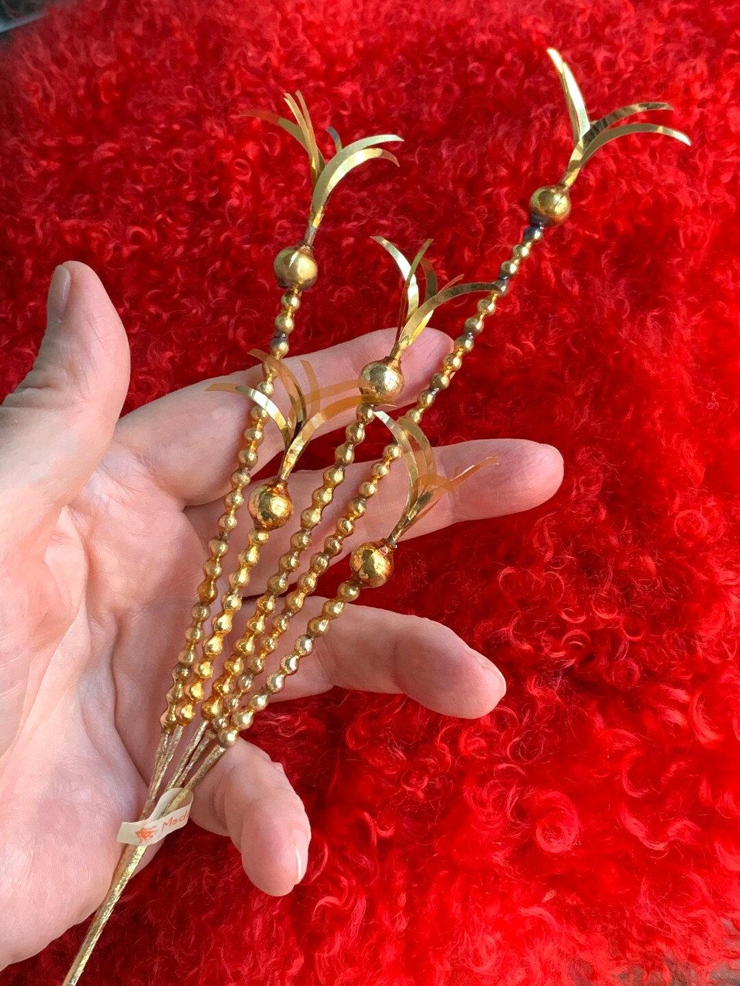 Unique 50’s Gold Mercury Glass Christmas Florist Spike Spray With Faux ...