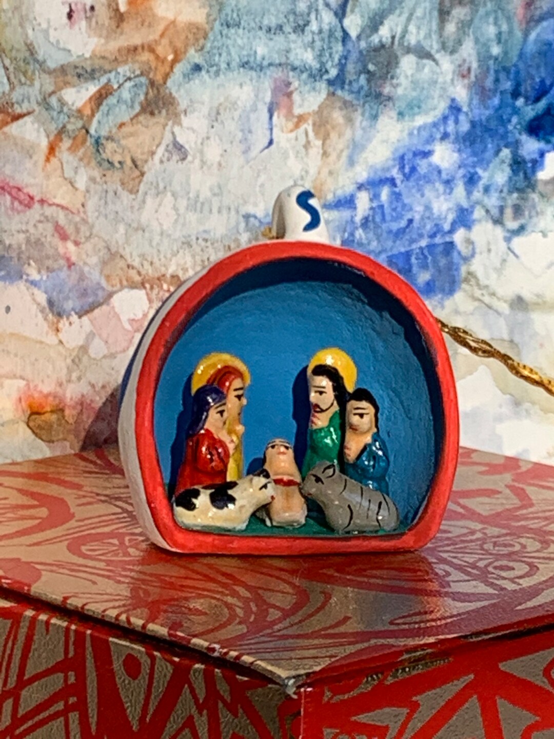 Vintage Pottery Nativity Miniature Ornament Folk Art Ten Thousand ...