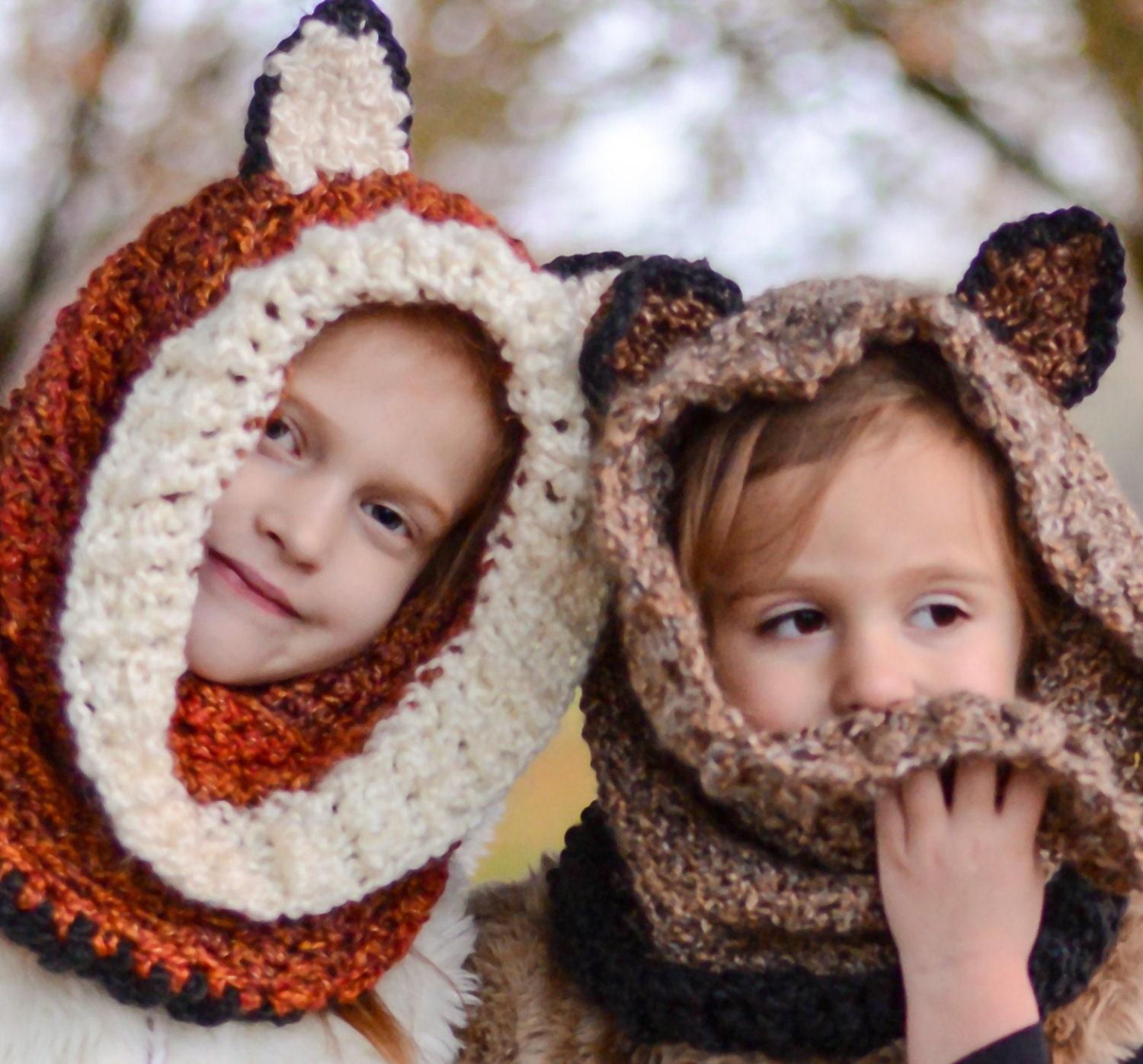 Fox Animal Hood/cowl for Kids to Adults, Crochet Animal Winter Hoods ...