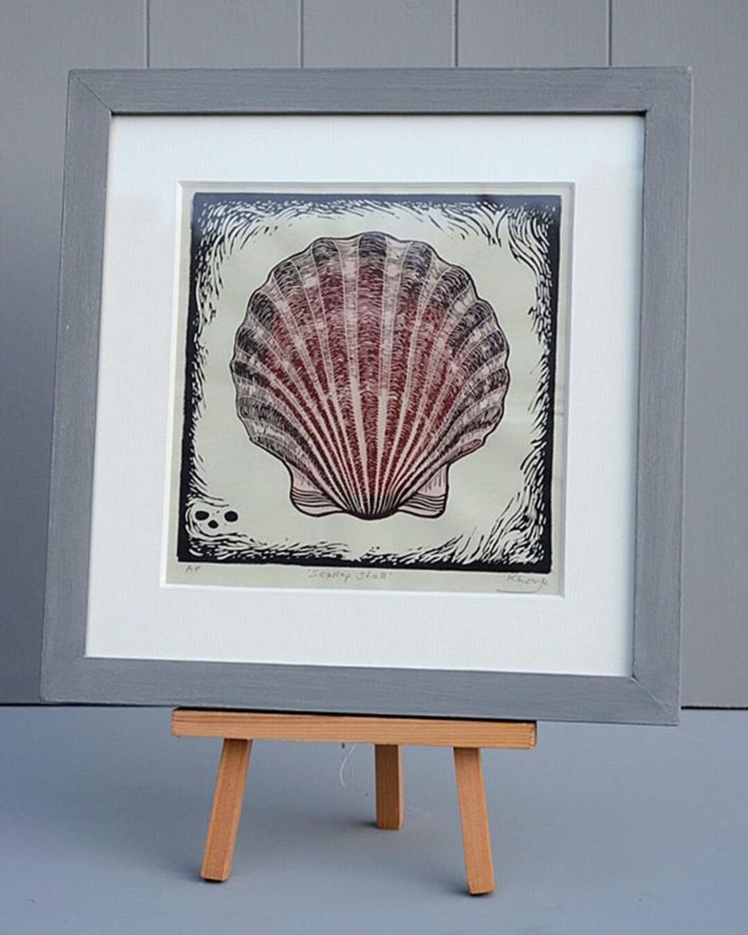 Original Handmade Small Linocut Print 'scallop Shell' - Limited Edition ...