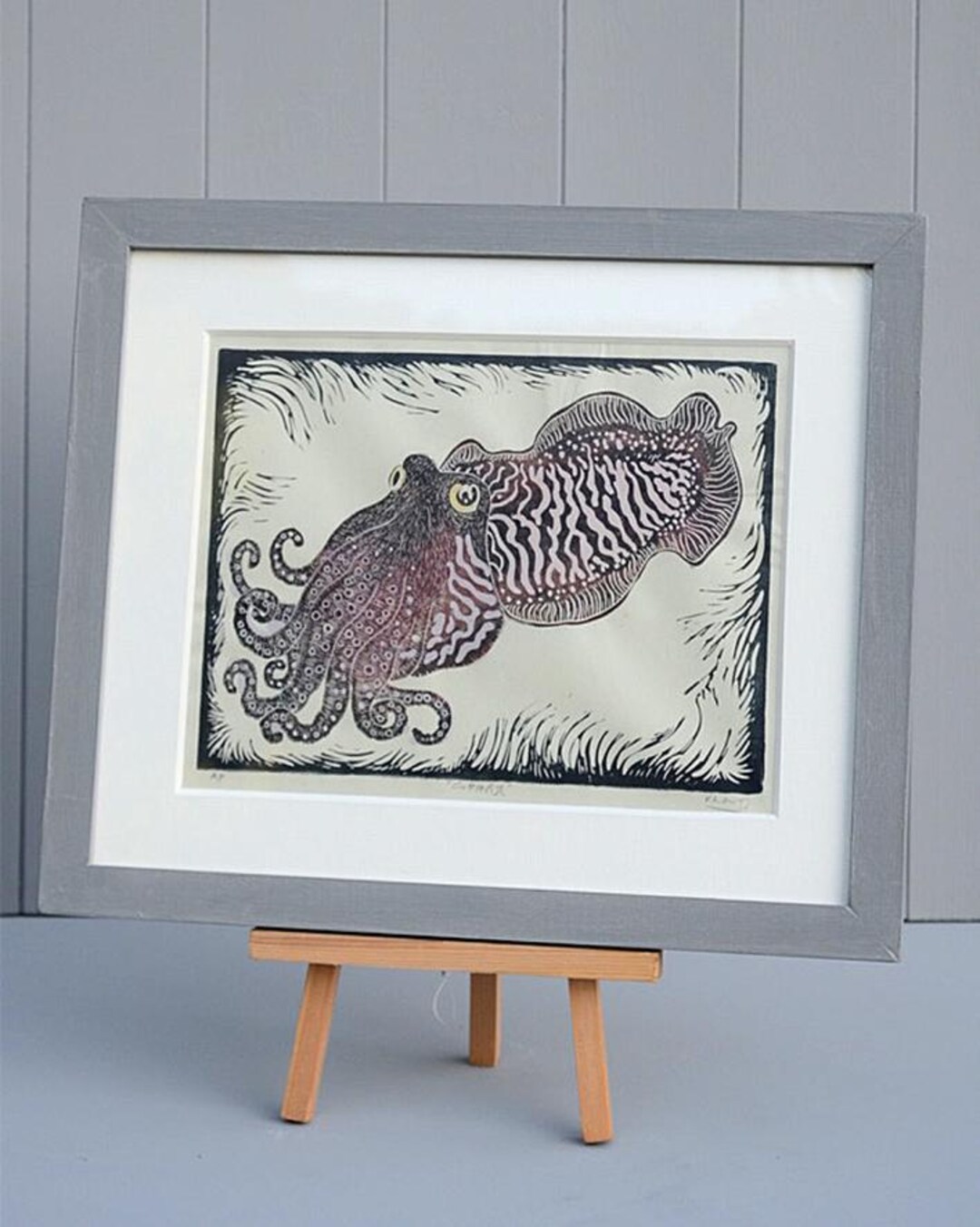 Original Handmade Linocut Print 'cuttlefish' - Limited Edition - Etsy