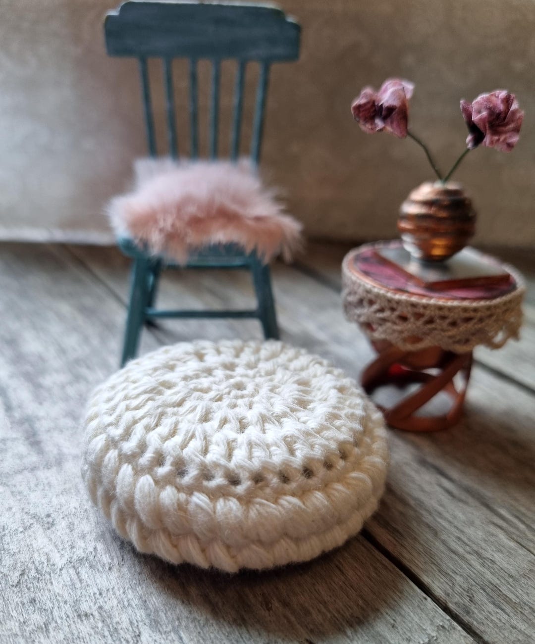 Boho Doll House Ottoman in 1 12 Scale / Modern Dollhouse Furniture ...