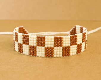 Black and White Checkered Beadwoven, Seed Beads, Beaded Jewelry, Loomed ...