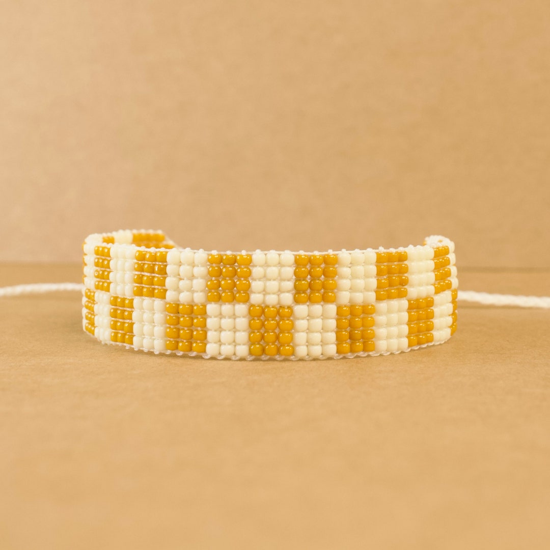Checkered Beaded Bracelet, Checker Bracelet, Woven Beaded Jewelry ...