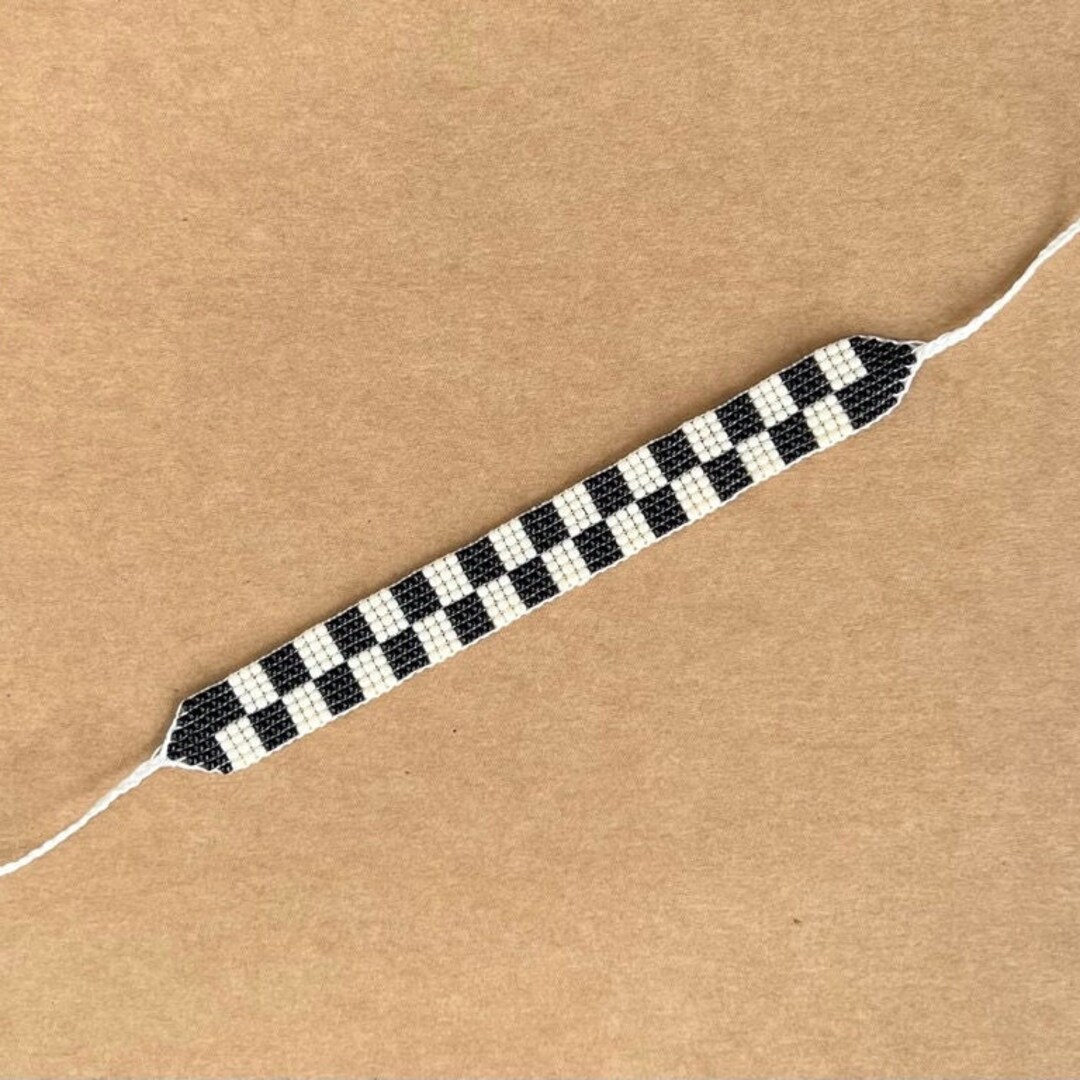 Black and White Checkered Beadwoven, Seed Beads, Beaded Jewelry, Loomed ...
