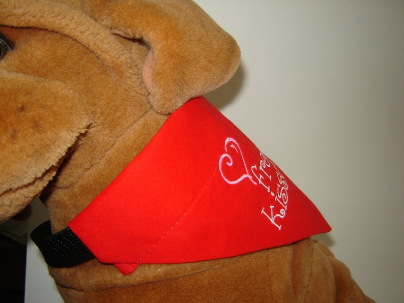 Pink Heart and Free Kisses Embroidered on Red Dog Scarf Over - Etsy
